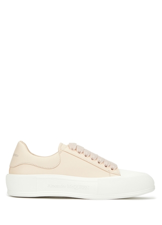 Alexander McQueen Kadın Altın Rengi Beyaz Logolu Deri Sneaker Pembe 36 EU Alexander McQueen Kadın Altın Rengi Beyaz Logolu Deri Sneaker Pembe 36 EU