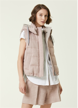 Brunello Cucinelli Kadın Altın Rengi Kapüşonlu Fitilli Keten Yelek Pembe 36 It Brunello Cucinelli Kadın Altın Rengi Kapüşonlu Fitilli Keten Yelek Pembe 36 It