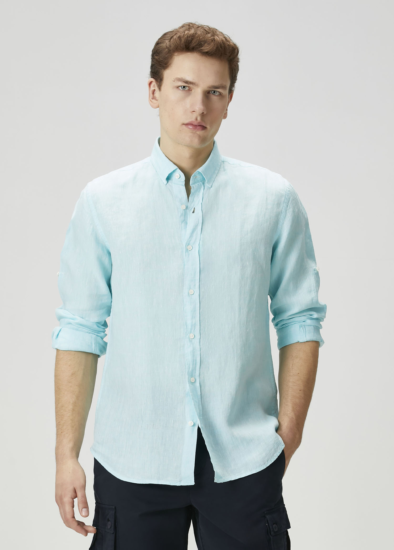 Fiji Açık Yeşil Erkek Açık Yeşil Keten Gömlek 1704813 | Beymen