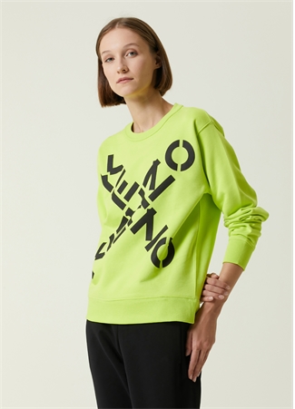 Kenzo Kadın Yeşil Bisiklet Yaka Logolu Sweatshirt XS EU Kenzo Kadın Yeşil Bisiklet Yaka Logolu Sweatshirt XS EU