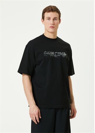Balenciaga Erkek Siyah Logo Baskılı T-shirt S EU