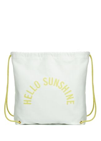 Beymen Hello Sunshine Kadın Beyaz Sarı Yazı Baskılı Sırt Çantası Bej EU
