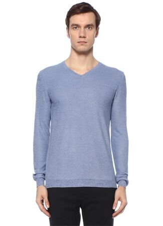 Pal Zileri Erkek Mavi V Yaka İpek Kazak 50 IT