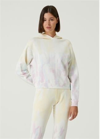 Allsaints Kadın Sarı Kapüşonlu Batik Desenli Sweatshirt 4 UK