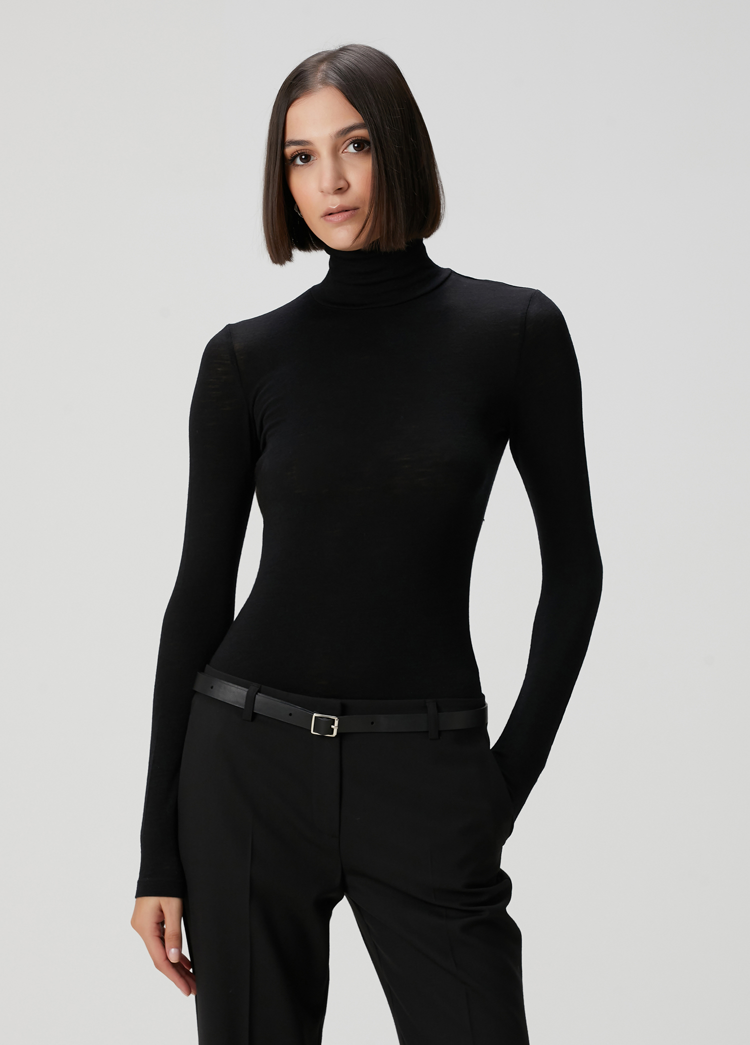 Academia Siyah Kadın Siyah Uzun Kollu İnce Yün Bluz 1800482 | Beymen