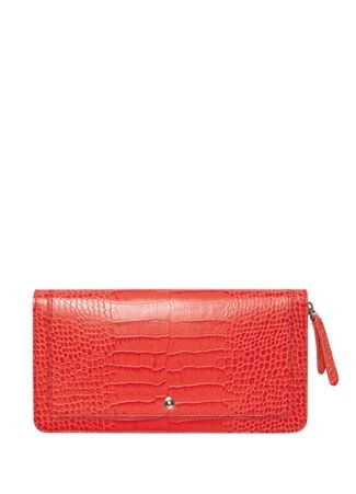 Montblanc Erkek Kırmızı Dokulu Deri Cüzdan Beyaz EU