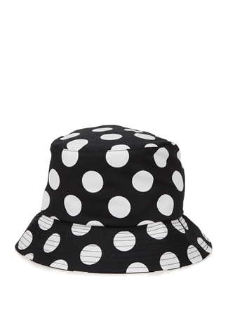 Helene Berman London Kadın Siyah Beyaz Puantiye Desenli Şapka EU