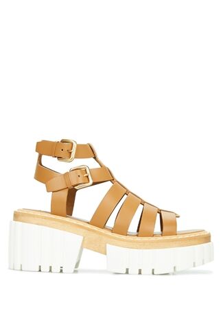Stella McCartney Kadın Bej Taban Detaylı Bantlı Sandalet Turuncu 36 EU