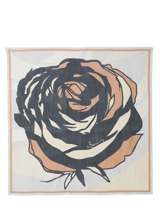 Beymen Kadın Kahverengi Gül Desenli Yün Şal EU