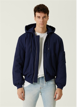 Off-White Erkek Lacivert Kapüşonlu Bomber Mont S EU Off-White Erkek Lacivert Kapüşonlu Bomber Mont S EU