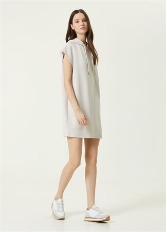 Network Kadın Bej Kapüşonlu Mini Elbise XS EU