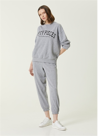 Fifty Pieces Kadın Loose Fit Gri Logolu Jogger Eşofman L EU