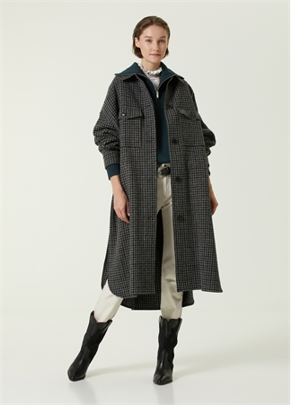 Etoile Isabel Marant Kadın Antrasit Kazayağı Desenli Yün Kaban Gri 2 FR Etoile Isabel Marant Kadın Antrasit Kazayağı Desenli Yün Kaban Gri 2 FR