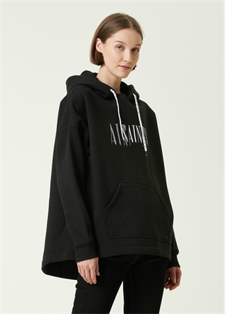 Allsaints Kadın Etienne Siyah Kapüşonlu Logolu Sweatshirt S EU Allsaints Kadın Etienne Siyah Kapüşonlu Logolu Sweatshirt S EU
