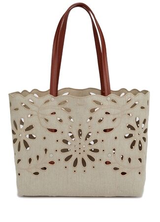 Chloe Kadın Kamilla East West Bej Keten Omuz Çantası EU