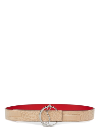 Christian Louboutin Kadın Altın Rengi Logo Tokalı Deri Kemer Pembe 80 EU Christian Louboutin Kadın Altın Rengi Logo Tokalı Deri Kemer Pembe 80 EU