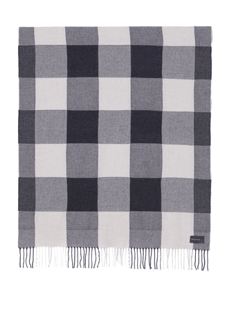 Begg&Co Erkek Gri Bej Kare Desenli Yün Atkı EU