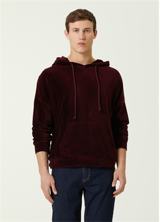 Mons Bons Bordo Kapüşonlu Oversized Kadife Sweatshirt S EU Mons Bons Bordo Kapüşonlu Oversized Kadife Sweatshirt S EU