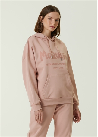 Alexander McQueen Kadın Pembe Kapüşonlu Logolu Sweatshirt 40 IT Alexander McQueen Kadın Pembe Kapüşonlu Logolu Sweatshirt 40 IT
