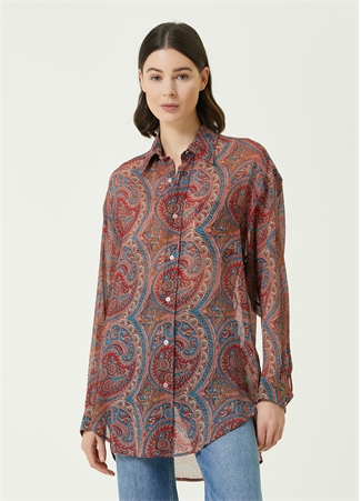 Etro Kadın Pembe Etnik Desenli İpek Gömlek S EU