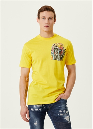 Philipp Plein Erkek Sarı Figür Baskılı Logolu T-shirt L EU Philipp Plein Erkek Sarı Figür Baskılı Logolu T-shirt L EU