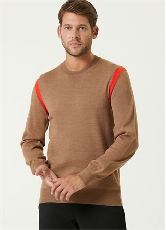 Alexander McQueen Erkek Bej Omuzları Renk Detaylı Yün Kazak S EU Alexander McQueen Erkek Bej Omuzları Renk Detaylı Yün Kazak S EU