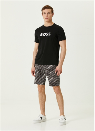 Boss Erkek Bej Siyah Logo Desenli Bermuda 50 It Boss Erkek Bej Siyah Logo Desenli Bermuda 50 It