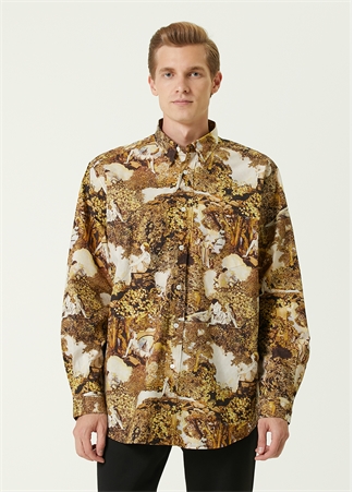 Kenzo Erkek Kahverengi Desenli Gömlek M EU