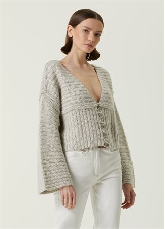 Cult Gaia Kadın Bej Melanj V Yaka Hırka S EU Cult Gaia Kadın Bej Melanj V Yaka Hırka S EU