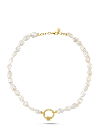 Berrin Özkan Kadın Barok İncili Altın Rengi Kaplama Kolye EU