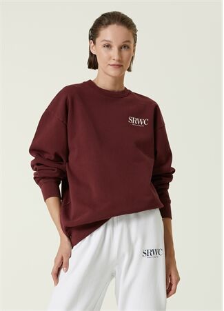 Sporty & Rich Kadın Bordo Logo Baskılı Sweatshirt S EU