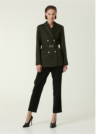 Beymen Collection Kadın Haki Kemerli Kruvaze Ceket 42