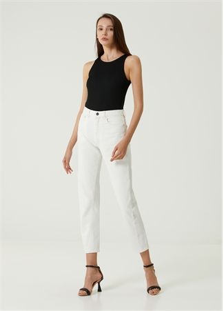Toteme Kadın Beyaz Yüksek Bel Organik Pamuk Jean Pantolon 25 US