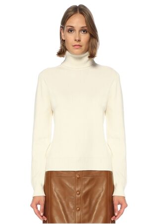 Kadın Krem Balıkçı Yaka Kaşmir Kazak Bej S EU