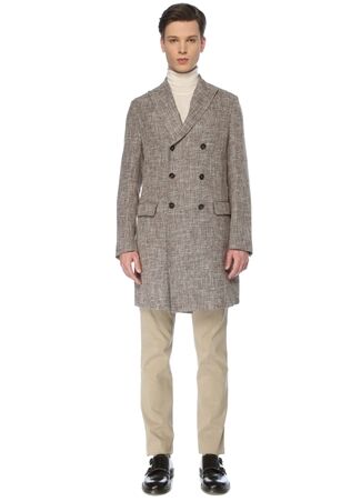 Pal Zileri Erkek Kahverengi Kelebek Yaka Pardösü 50 IT