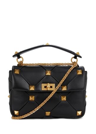 Valentino Garavani Kadın Rockstud Siyah Deri Omuz Çantası EU