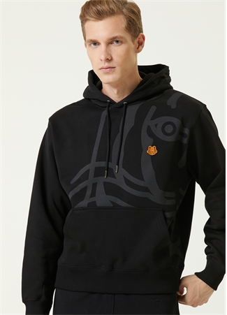 Kenzo Erkek Siyah Kapüşonlu Logo Patch Detaylı Sweatshirt XS EU Kenzo Erkek Siyah Kapüşonlu Logo Patch Detaylı Sweatshirt XS EU