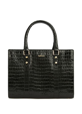 Divarese Kadın Siyah Krokodil Dokulu Deri Çanta Eu Divarese Kadın Siyah Krokodil Dokulu Deri Çanta Eu