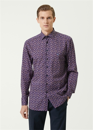 Etro Erkek Mavi İtalyan Yaka Etnik Desenli Gömlek 42 IT