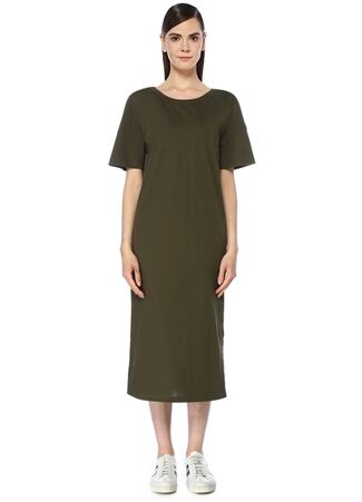 Moncler Kadın Haki Çıtçıt Detaylı Midi Elbise S EU