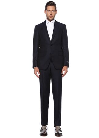 Pal Zileri Erkek Lacivert Mikro Desenli Yün Takım Elbise 48 IT