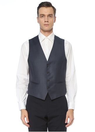 Pal Zileri Erkek Mavi V Yaka Yün Yelek 46 IT