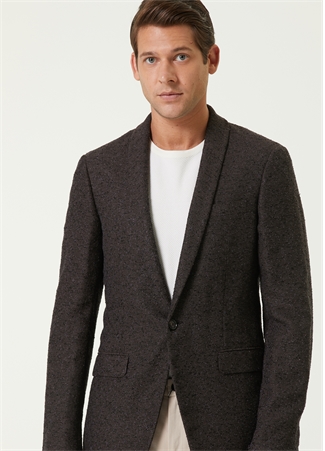 Pal Zileri Erkek Kahverengi Şal Yaka Tweed Dokulu Keten Ceket 48 IT Pal Zileri Erkek Kahverengi Şal Yaka Tweed Dokulu Keten Ceket 48 IT