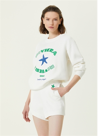 Sandro Kadın Beyaz Bisiklet Yaka Nakışlı Sweatshirt 0 Us Sandro Kadın Beyaz Bisiklet Yaka Nakışlı Sweatshirt 0 Us