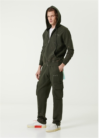 Off-White Erkek Koyu Yeşil Desenli Eşofman Altı S EU Off-White Erkek Koyu Yeşil Desenli Eşofman Altı S EU