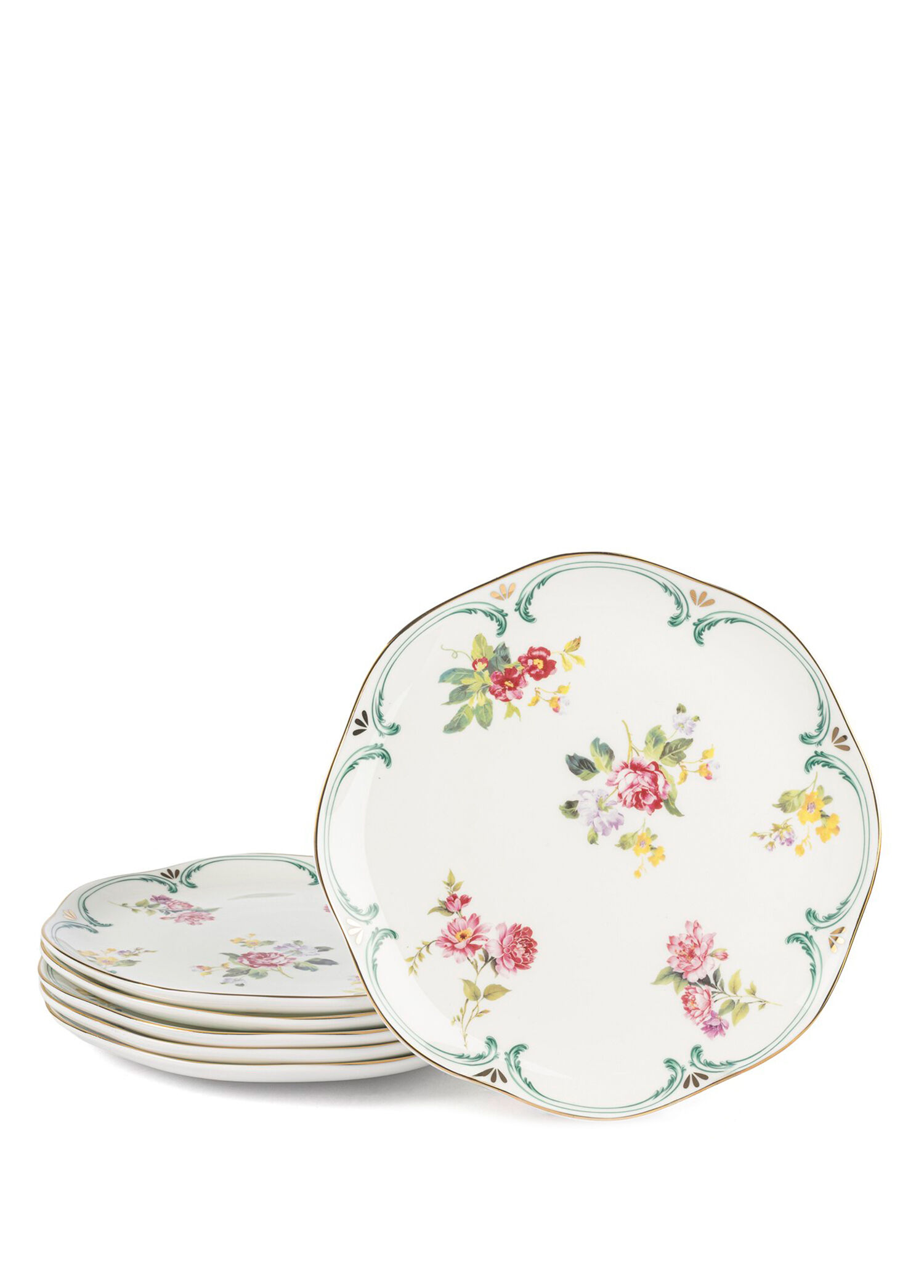 Mikasa Moor - Splendor Florum Porselen 6'lı Pasta Tabağı 20 cm - Çok Renkli