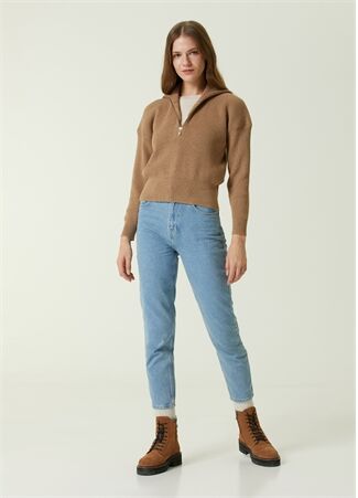 Beymen Club Kadın Mom Fit Mavi Jean Pantolon 30