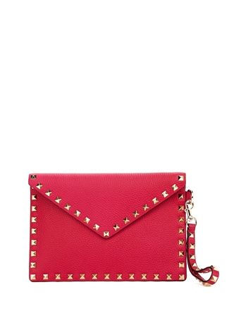 Valentino Garavani Kadın Rockstud Koyu Pembe Deri El Portföyü Eu Valentino Garavani Kadın Rockstud Koyu Pembe Deri El Portföyü Eu