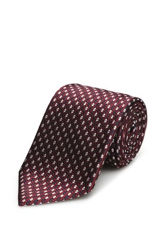 Zegna Erkek Bordo Desenli İpek Kravat EU
