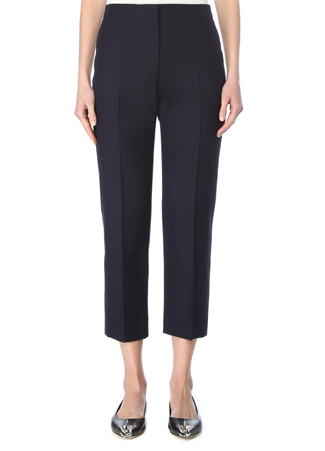 Alexander McQueen Kadın Lacivert Normal Bel Dar Paça Cropped Pantolon 40 IT